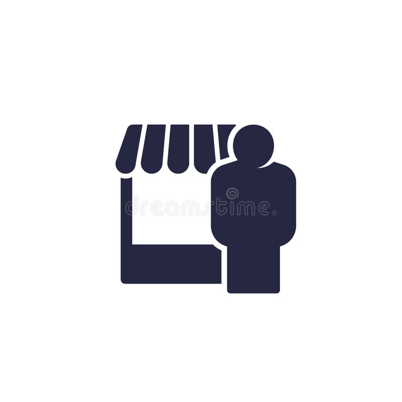 Shop Owner Vector Icon on White Stock Vector - Illustration of kiosk ...