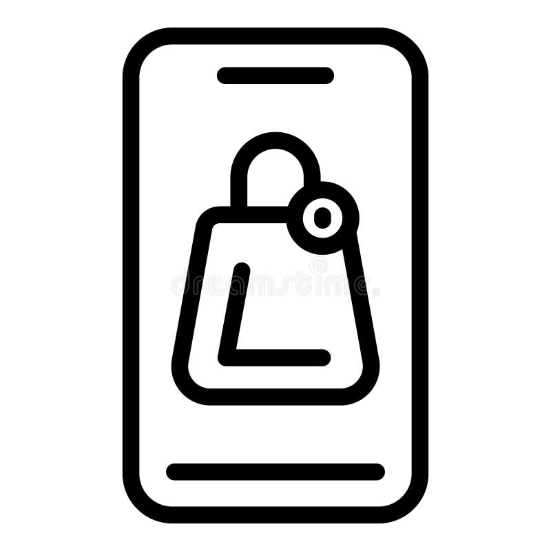 Shop Phone App Icon Outline Vector. Internet Screen Stock Vector ...