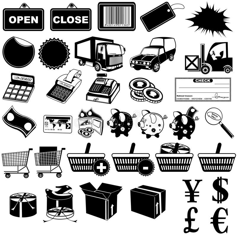 Shop pictogram icons 1 stock vector. Illustration of check - 20339323