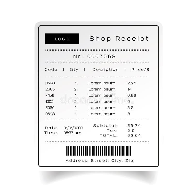 Shop Receipt Template Vector Stock Vector - Illustration of business ...