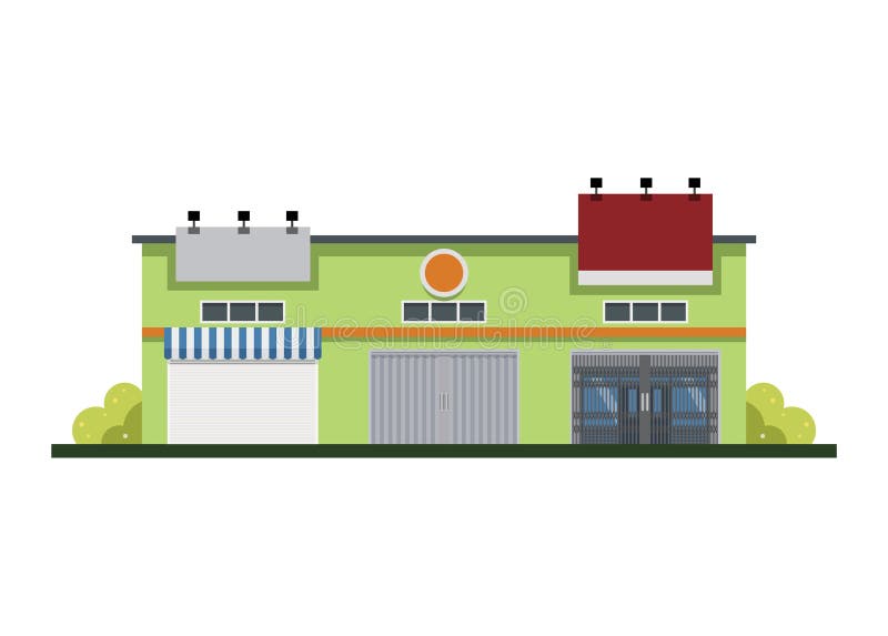 Shop Row Building. Simple Flat Illustration Stock Image - Illustration ...