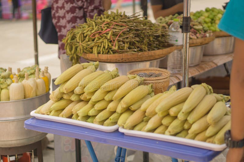 Shop Selling Boiled Corn in Thailand. Stock Image - Image of selling ...