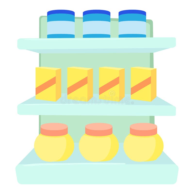 Shop Shelves Icon, Cartoon Style Stock Vector - Illustration of market ...