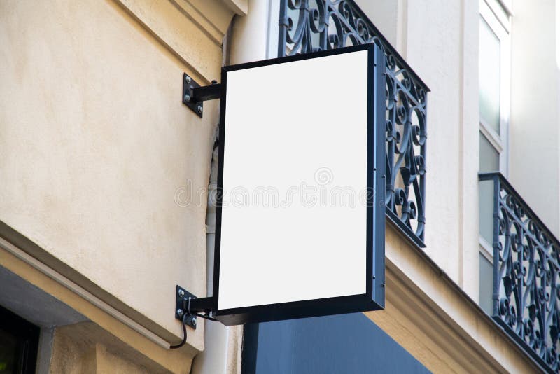 Shop Sign Mockup. Rectangular Storefront on a Wall in Street Template ...