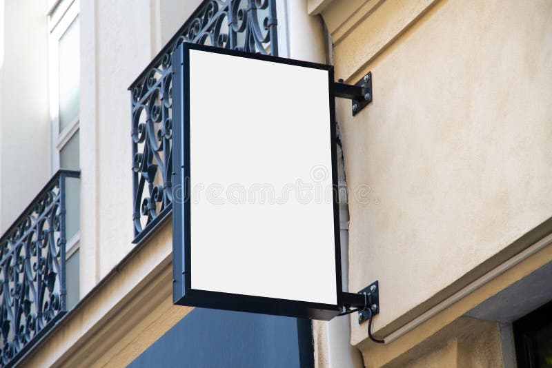 Shop Sign Mockup. Rectangular Storefront on a Wall in Street Template ...