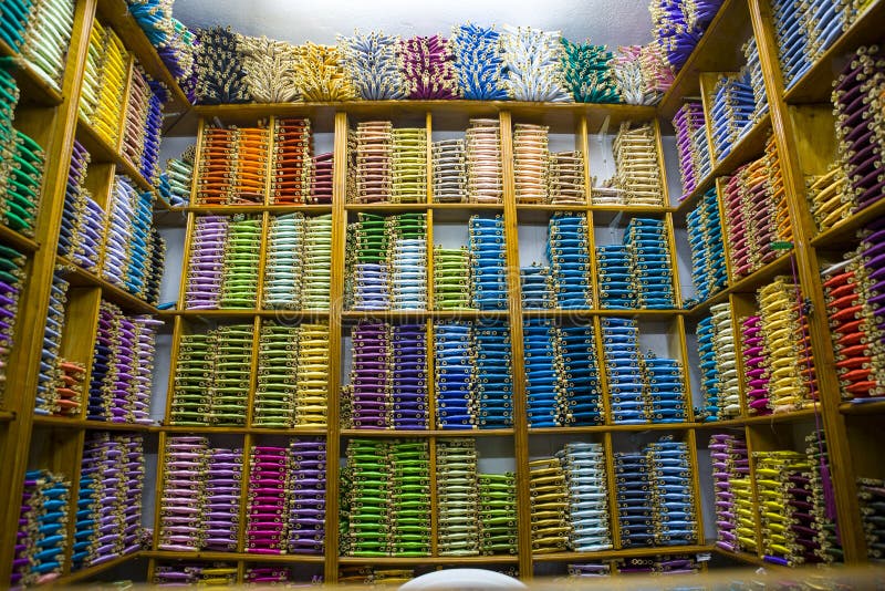 Shop of silk thread stock image. Image of assortment - 100387593