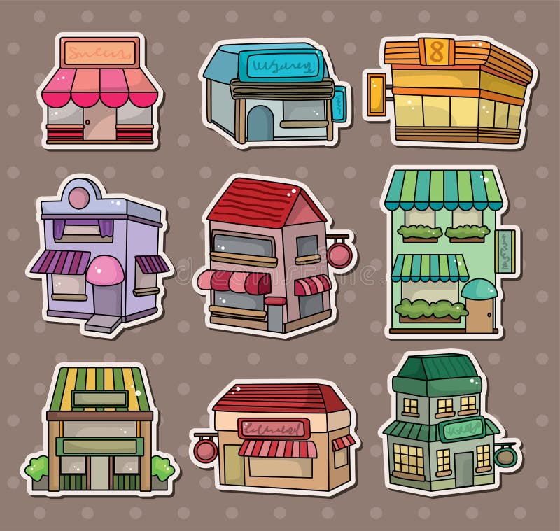 Cartoon shop/house icons stock vector. Illustration of color - 21965415