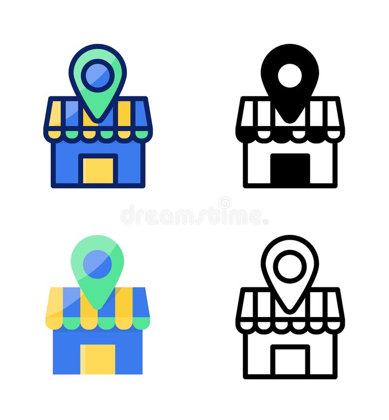 Shop, Store Location. Pointer and Location Icons Stock Vector ...