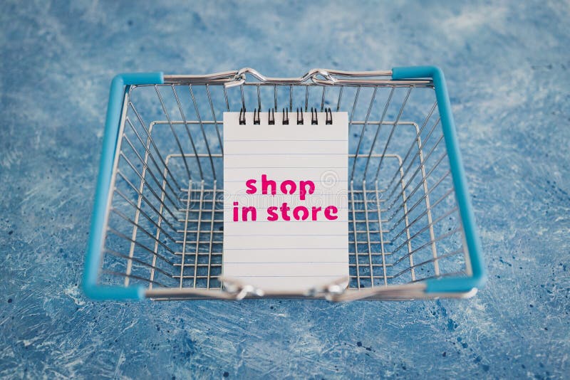 Shop in Store Text on Notepad Inside Shopping Basket, Competition and ...