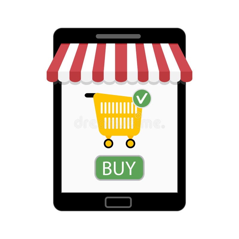 Shop on tablet stock vector. Illustration of design - 118016995