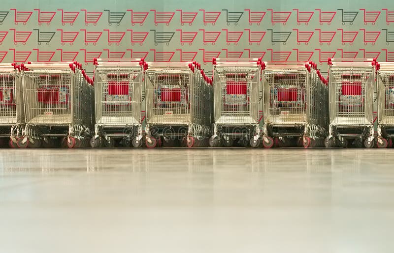 Shop-trolleys stock image. Image of lobby, retail, entrance - 16937801