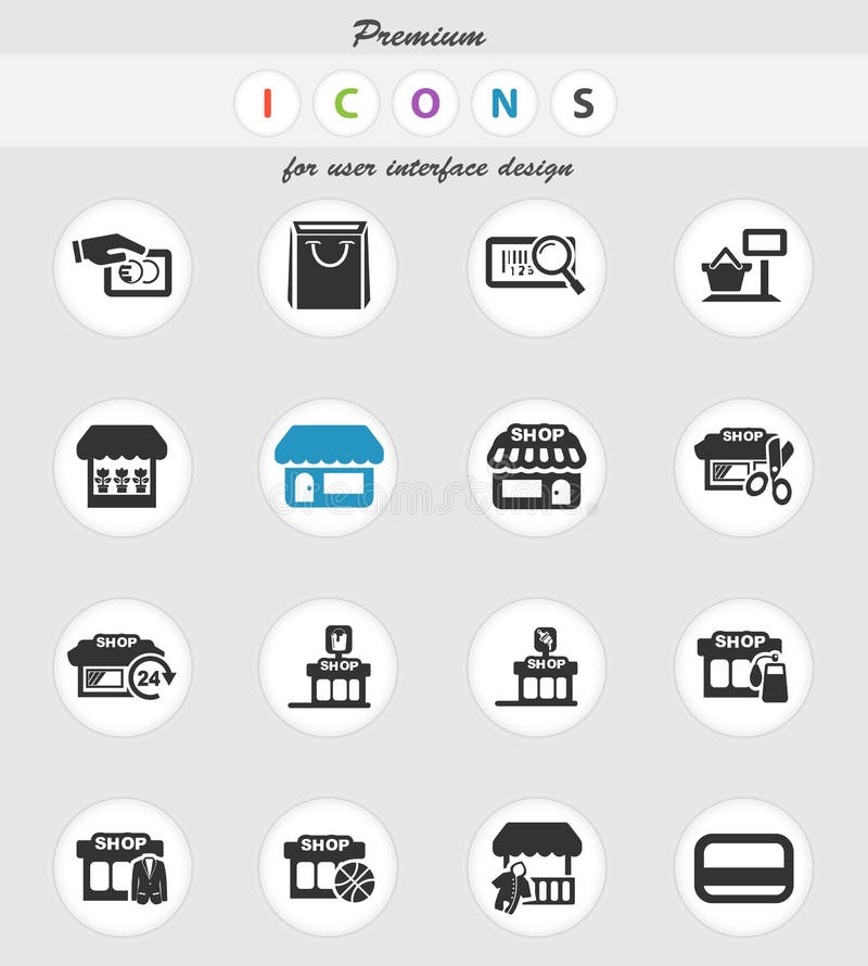 Shop icon set stock vector. Illustration of icon, round - 123181339