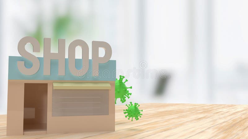Shop and Virus on Table for Medical or Business Concept 3d Rendering ...