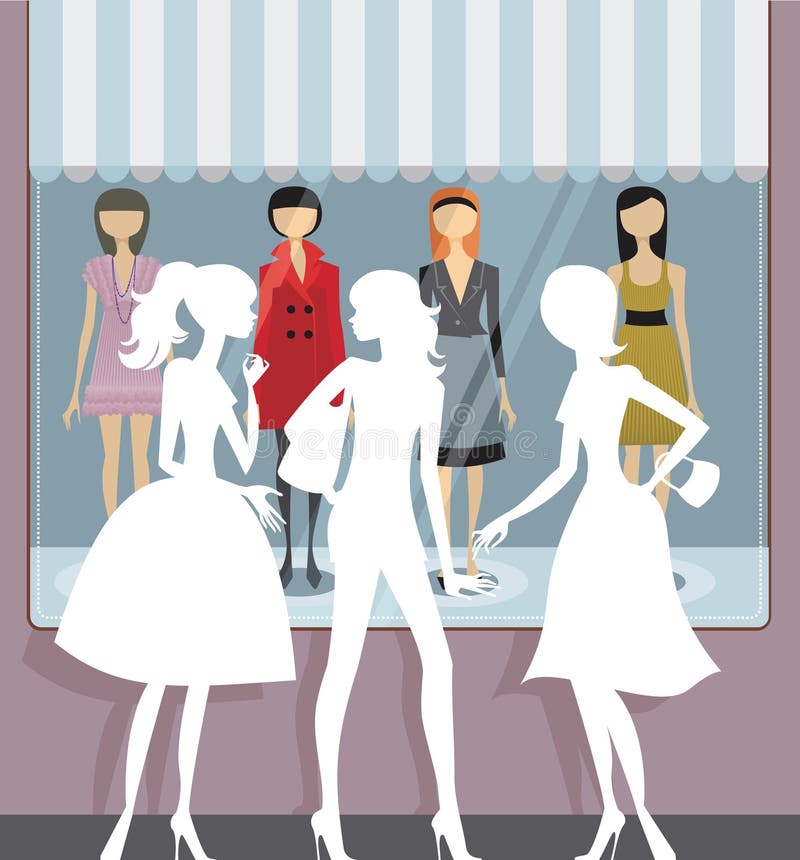 Shop-window And Entrance Door Drawing, Retro Style Stock Vector ...