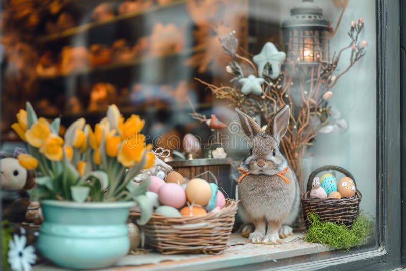 Shop Window Filled with an Array of Easter Decorations. Generative AI ...
