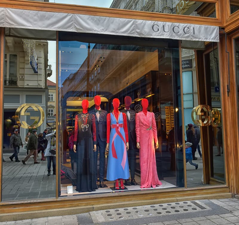 Window of the Gucci Fashion Boutique Decorated for the Christmas ...