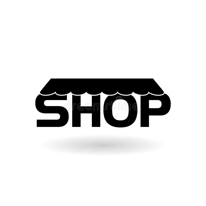 Shop word icon with shadow stock illustration. Illustration of media ...
