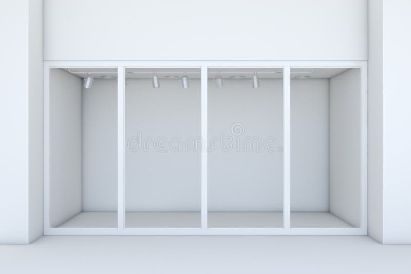 Shopfront with Large Windows. White Store Facade Stock Image - Image of ...