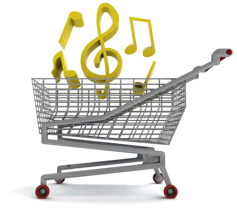 Shoping Cart Full of Music on White Stock Illustration - Illustration ...