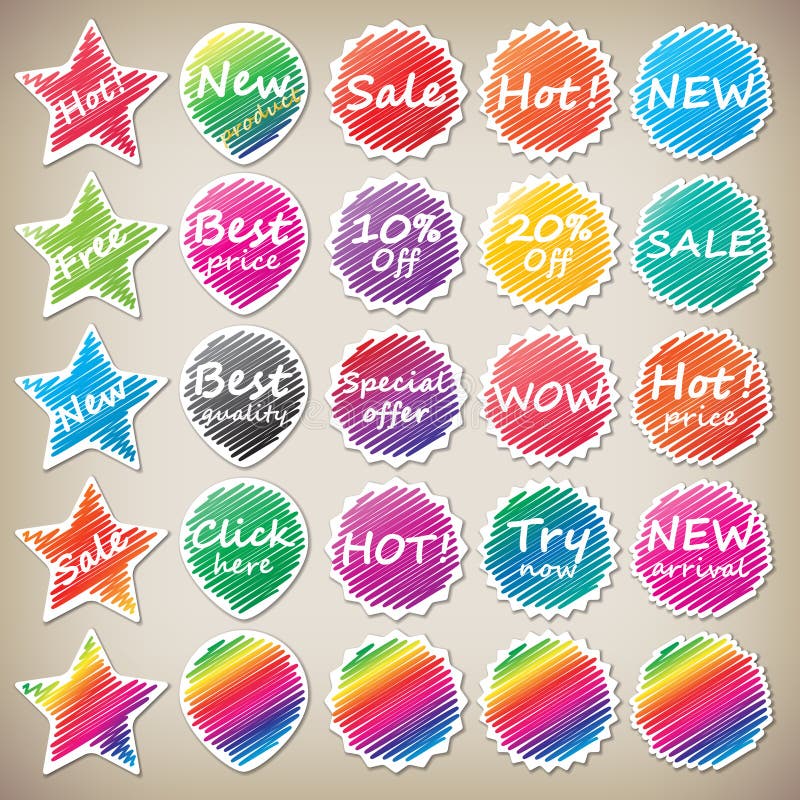 Shoping stickers stock vector. Illustration of clip, symbols - 34929377