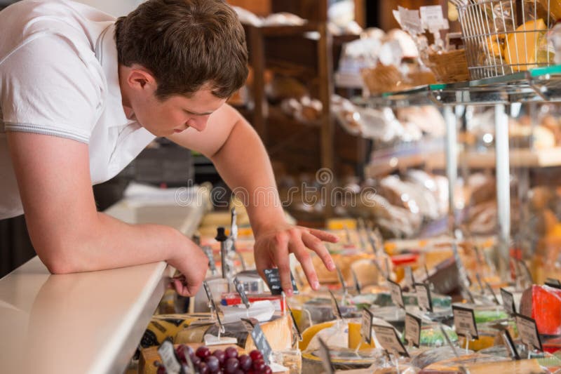 Shopkeeper Working in Grocery Store Stock Image - Image of people ...