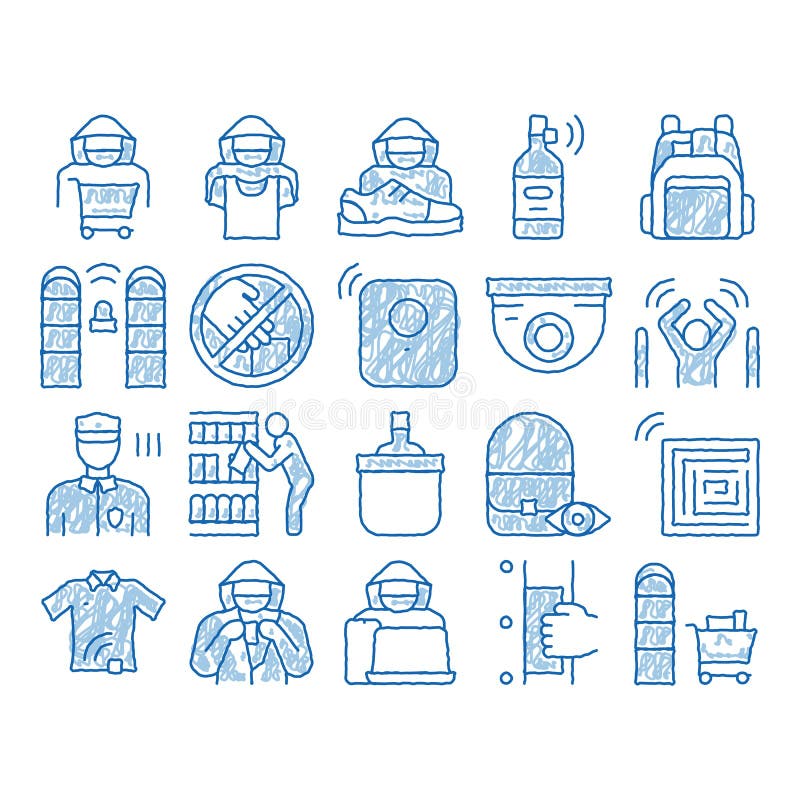 Shoplifting Icon Hand Drawn Illustration Stock Vector - Illustration of ...