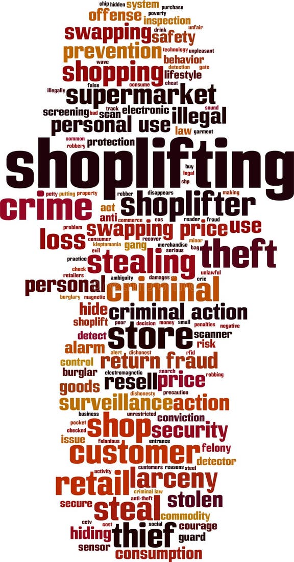 Shoplifting word cloud stock vector. Illustration of problem - 282657791