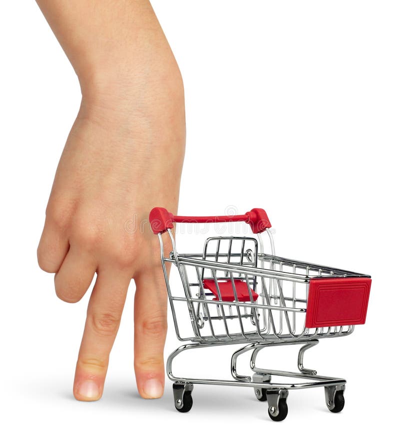 Shopper Concept, Hand with Shopping Cart on White Stock Image - Image ...