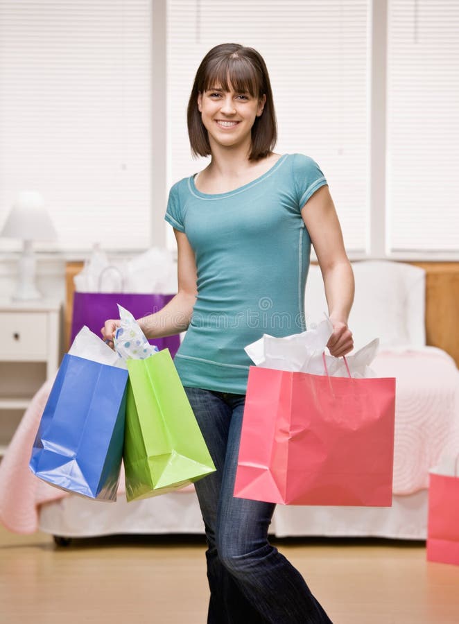 Shopper Holding Shopping Bags Stock Photo - Image of happy, lifestyle ...