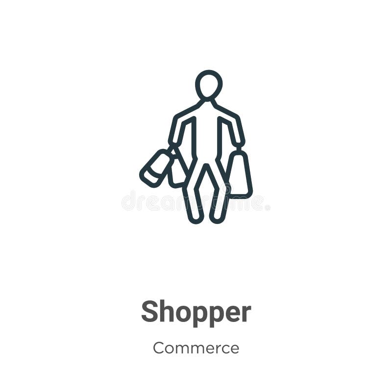 Shopper Outline Vector Icon. Thin Line Black Shopper Icon, Flat Vector ...