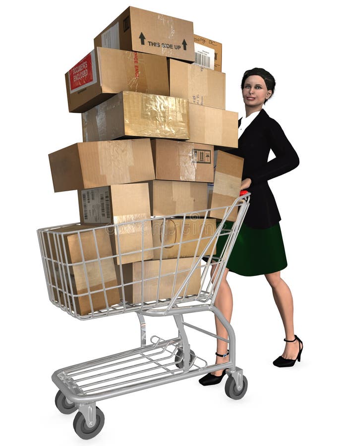 Shopper Shopping Cart Shipping Stock Illustration - Illustration of ...