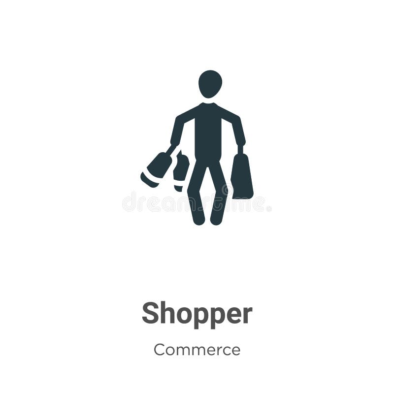 Shopper Vector Icon on White Background. Flat Vector Shopper Icon ...