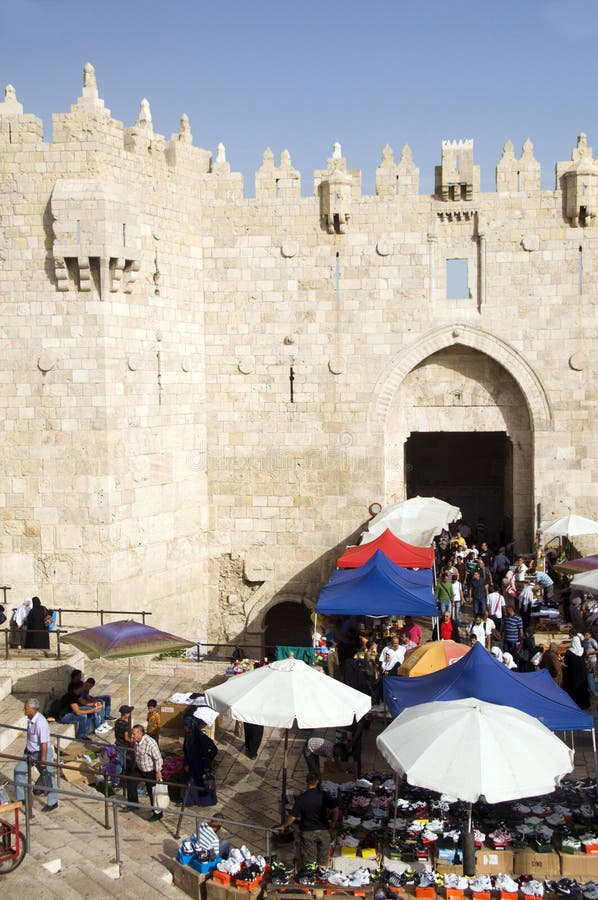 Shoppers at Damascus Gate Palestine Editorial Stock Photo - Image of ...
