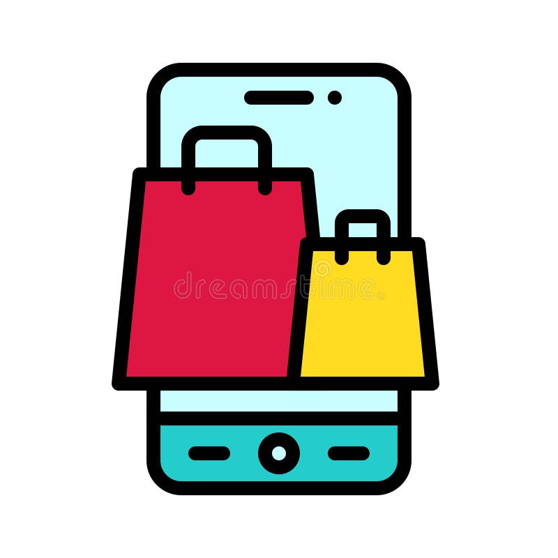 Shopping App Icon, Mobile Application Vector Illustration Stock Vector ...