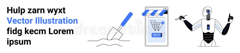 Shopping App Interface Design, Construction Tool, Robotic Assistant, Text Elements Stock Vector ...