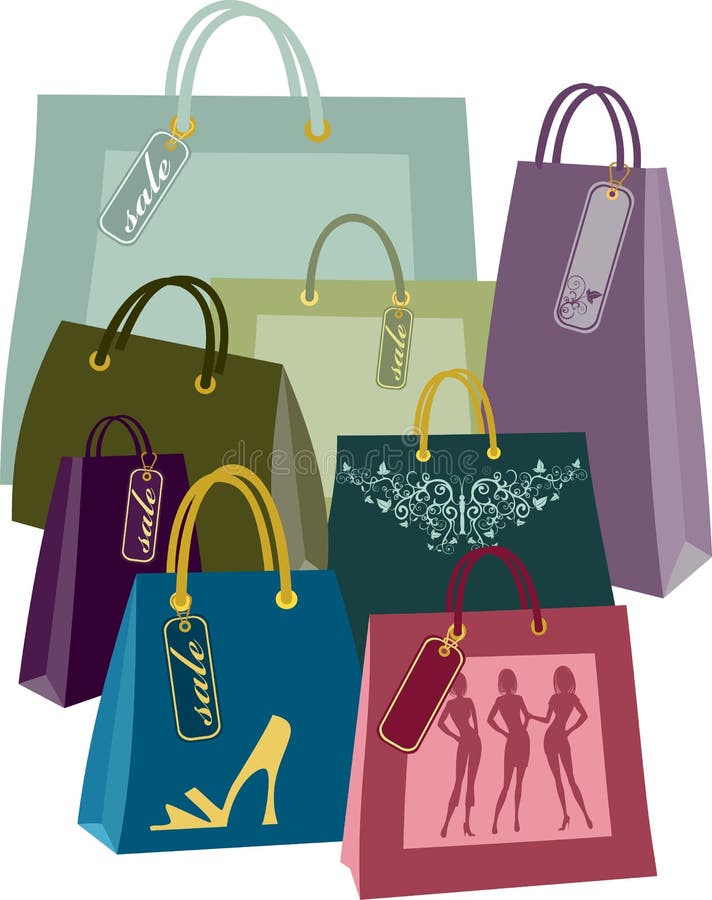 Shopping bag stock vector. Illustration of retro, purses - 18676285