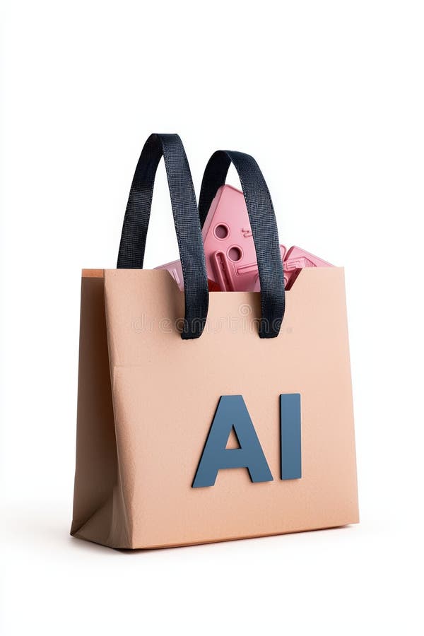 Shopping Bag with AI Concept Items Inside Stock Illustration ...
