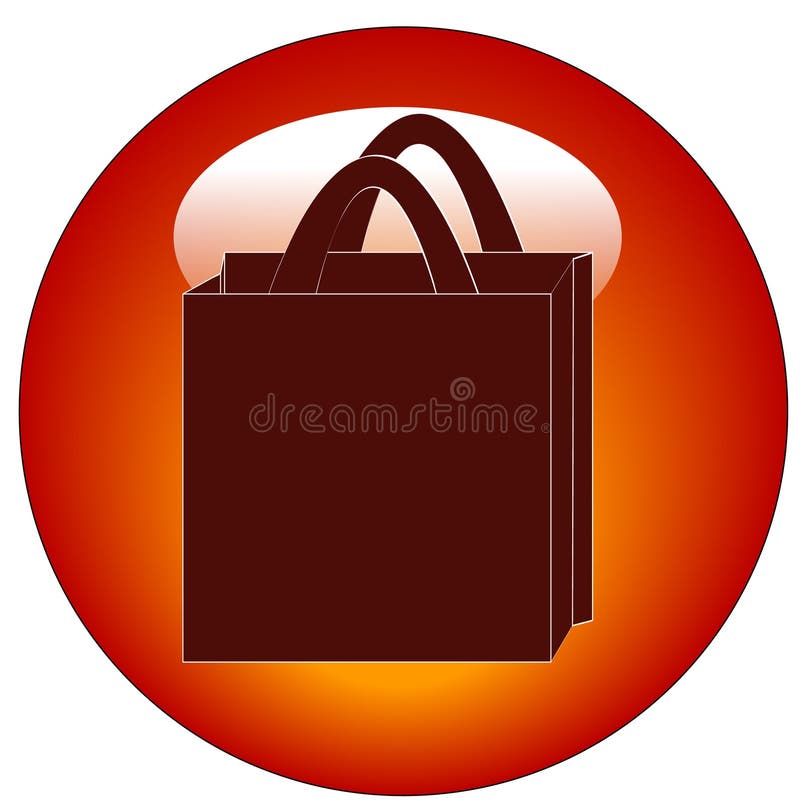 Shopping bag button stock vector. Illustration of purchase - 5874019