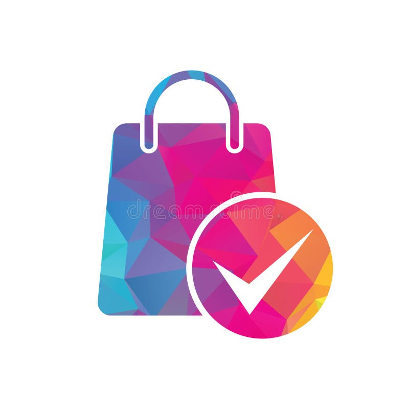 Shopping Bag Check Logo Icon. Stock Vector - Illustration of template ...