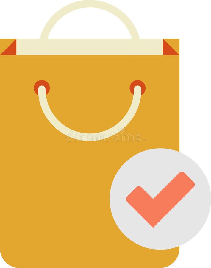 Shopping Bag and Check Mark Illustration in Minimal Style Stock Vector ...