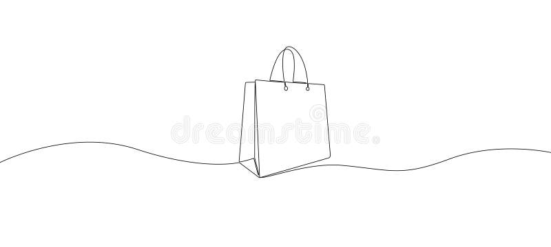 Shopping Bag in Continuous One Line Drawing Style. Paper Bag. Vector ...