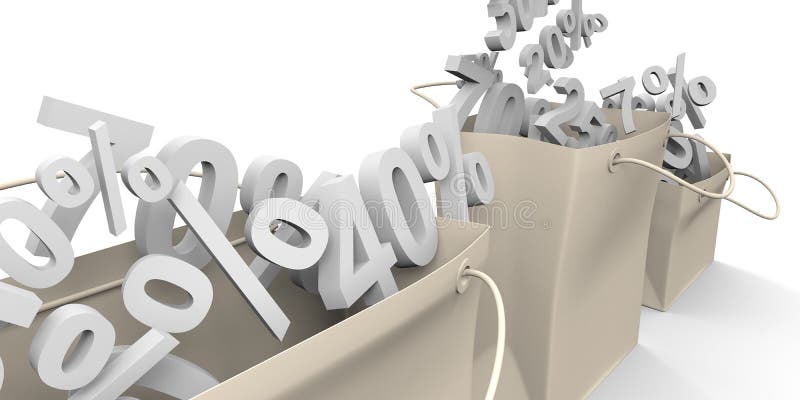 Shopping Bag with Discount Rate Stock Illustration - Illustration of ...