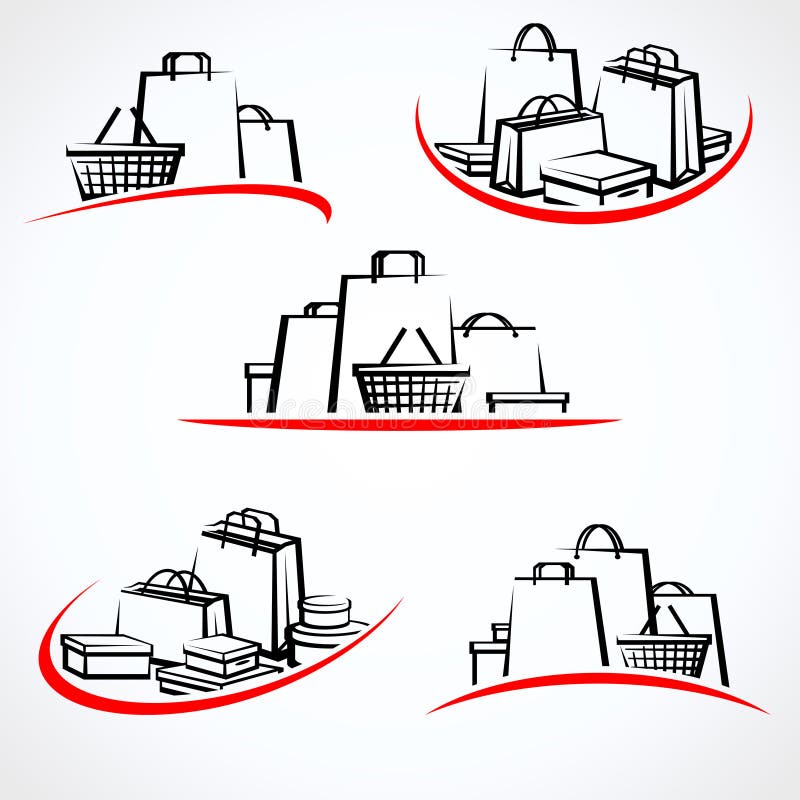 Shopping Bag Elements Set. Isolated Shopping Bag Stock Vector ...
