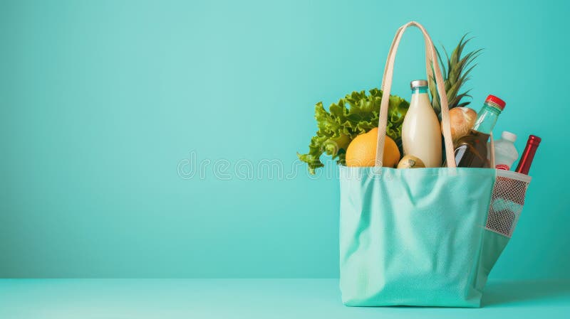 Shopping Bag Filled with Items Bought Stock Illustration - Illustration ...