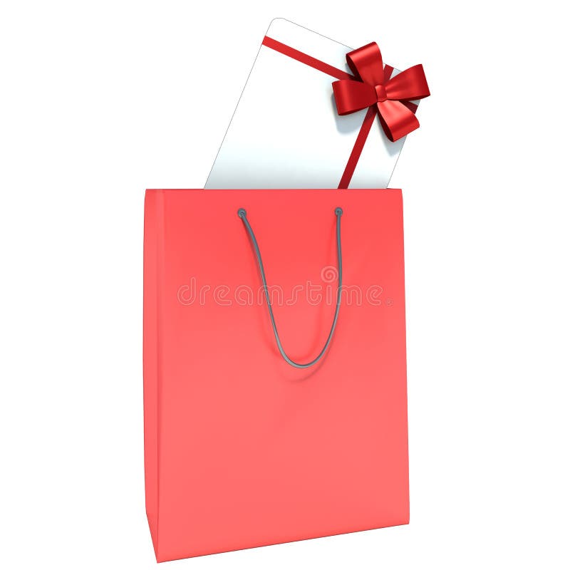 Shopping Bag with Gift Card Stock Illustration - Illustration of color ...