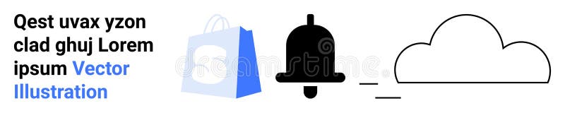 E-commerce Shopping Bag, Notification Bell and Cloud Services Concept Stock Illustration ...