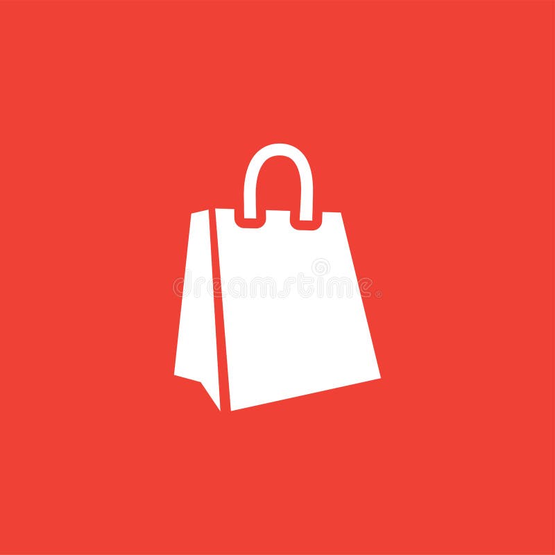 Shopping Bag Icon on Red Background. Red Flat Style Vector Illustration ...