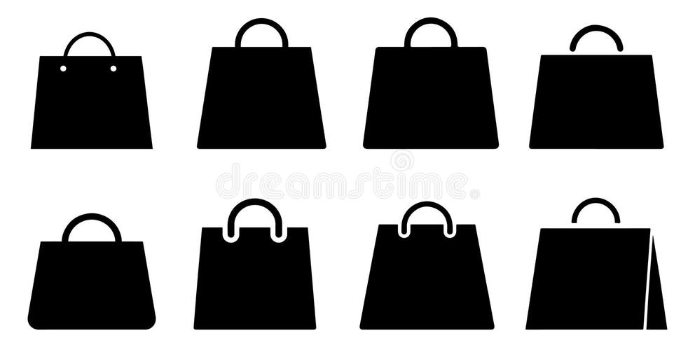 Shopping Bag Icon Set. Shopping Icon Vector Stock Vector - Illustration ...