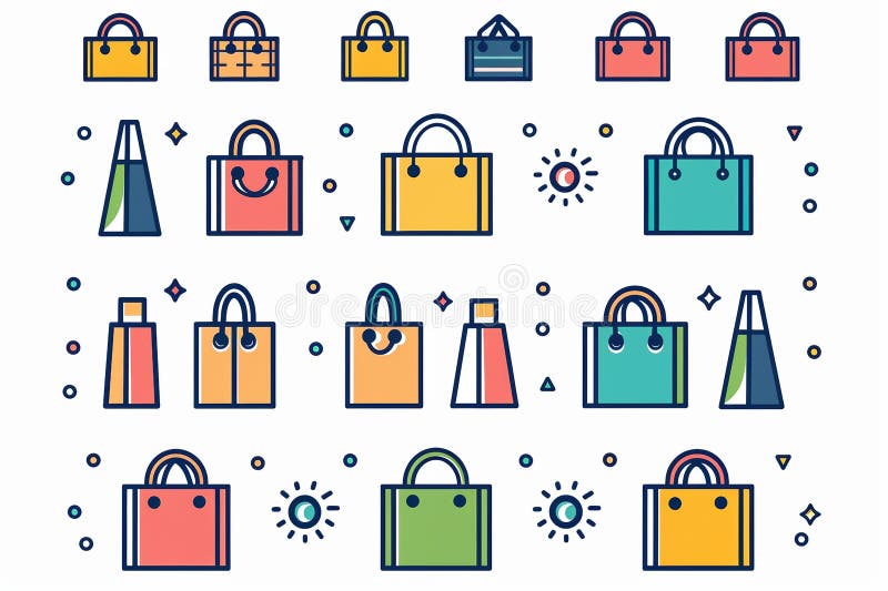 Shopping Bag Icons on White Background Stock Illustration ...