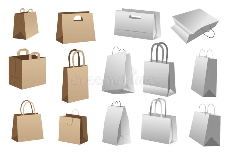 Shopping Bag Mega Set Realistic Elements in Flat Graphic Design. Bundle ...